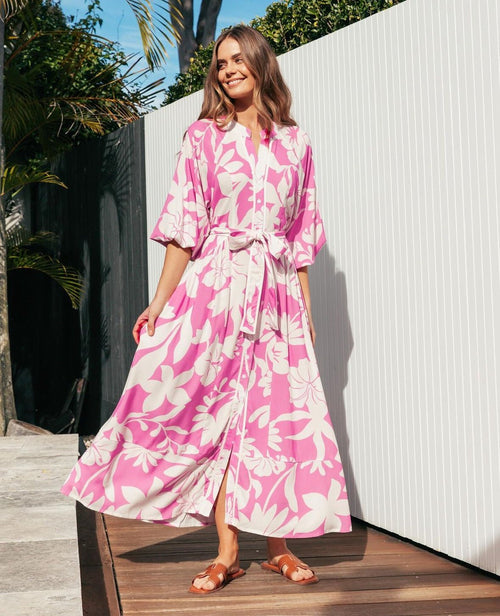 Nola Midi Dress (Pink) - Something For Me