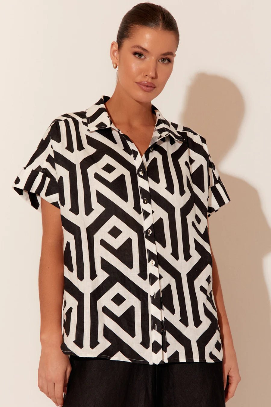 Bryony Short Sleeve Geometric Shirt (Print) - Something For Me
