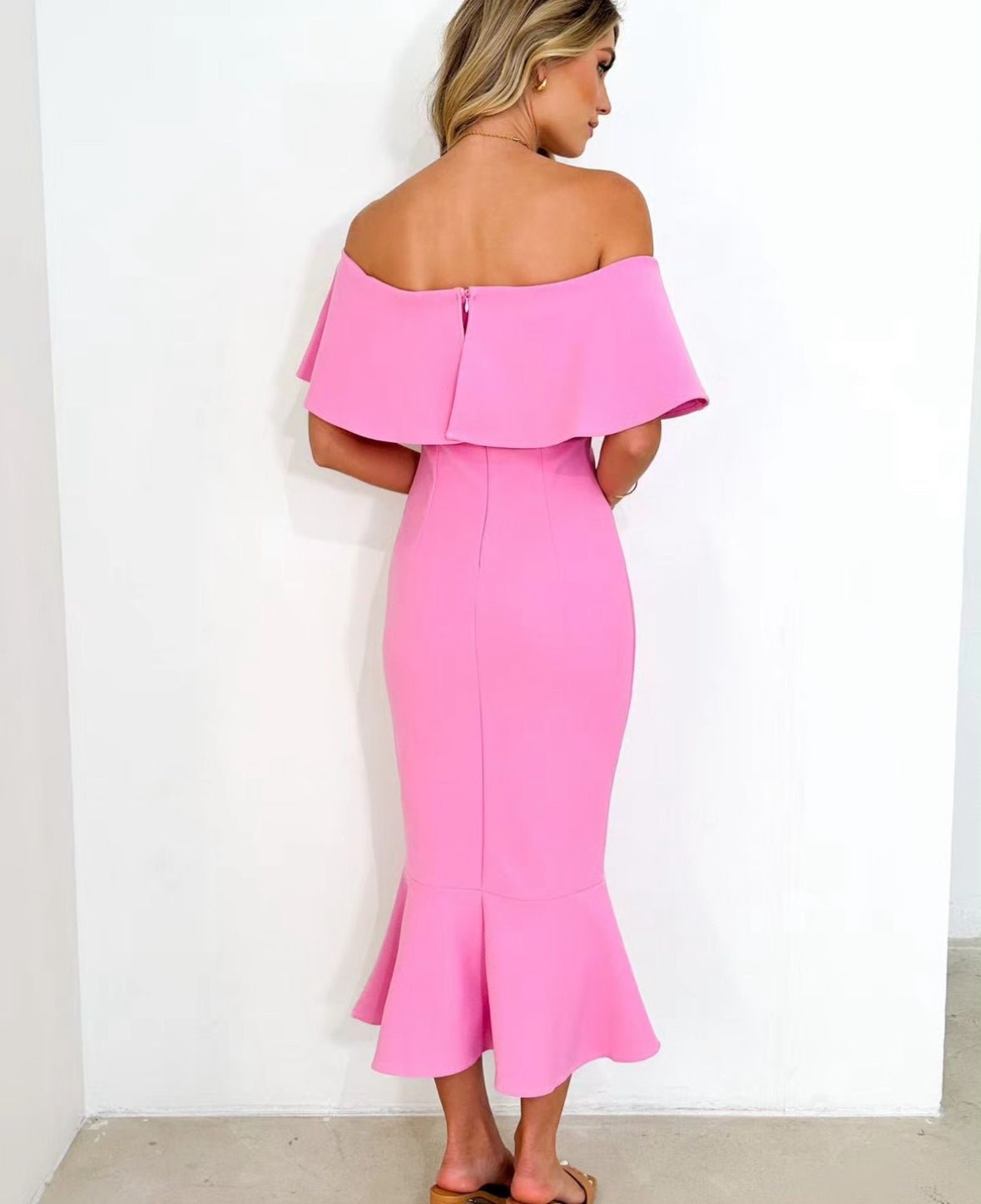Zoey Midi Dress (Pink) - Something For Me